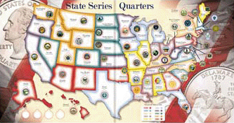 Whitman State Series Quarters Collector Map